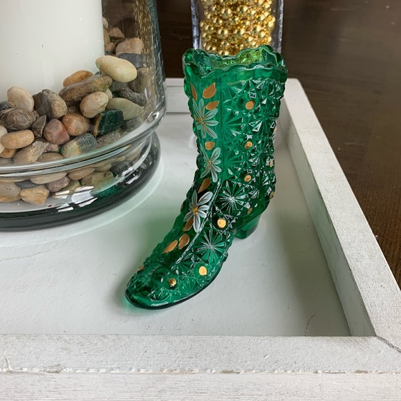 Fenton | Art | Fenton Art Glass Hand Painted Signed Boot | Poshmark
